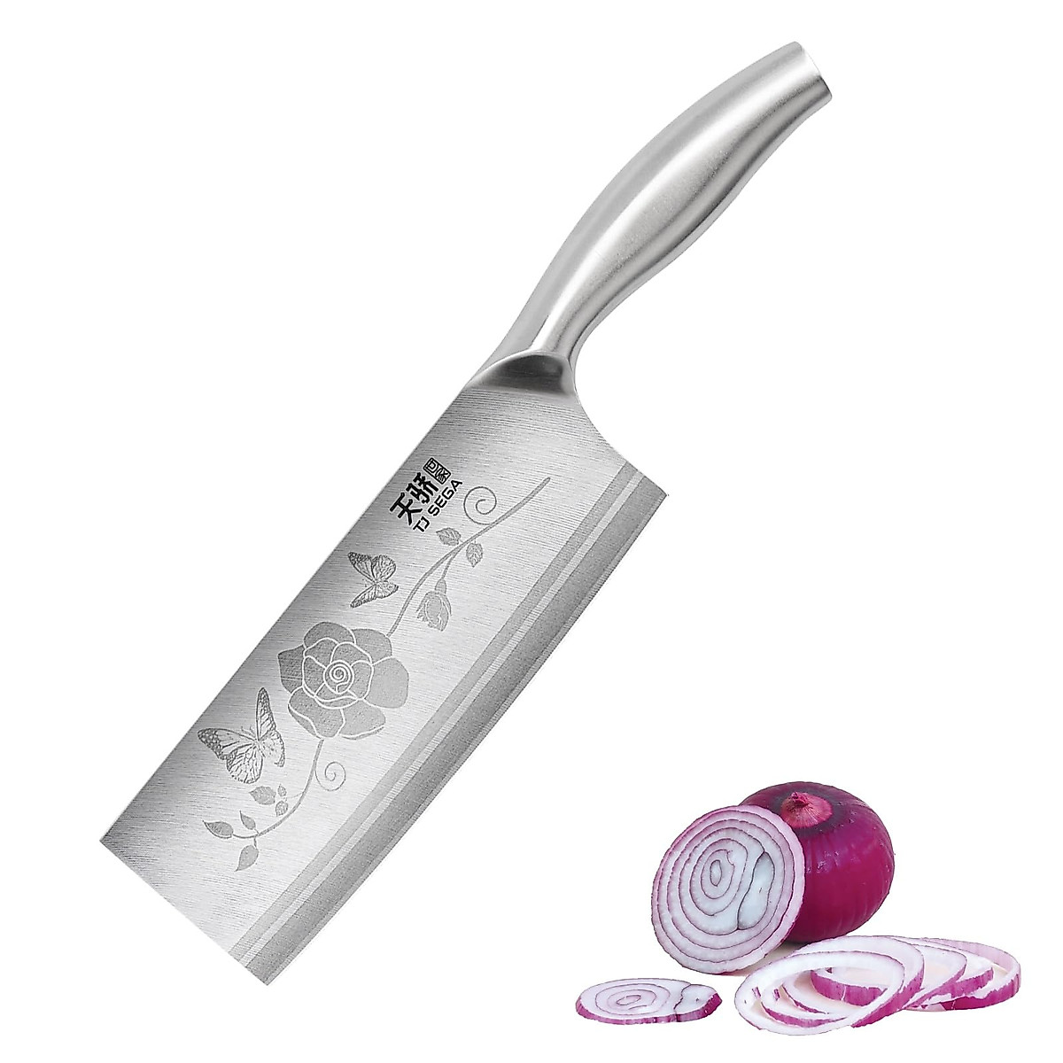 Vegetable Cleaver Knife 7.4 Inch, Ultra Sharp Chinese Chef's Knives, Full-tang Meat Cleaver 30Cr13 Steel Blade Thickness 2.1 mm, TJ SEGA Series TC1506