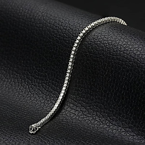 tianzuan Hip Hop Iced Out 925 Silver Moissanite Tennis Chain Bracelet 2mm width VVS White Round Synthetic Diamond Jewelry(6.5 inches)