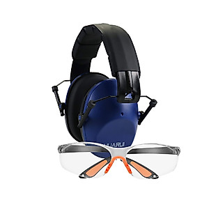 HUARUI Gun Range Shooting Ear Protection Earmuffs for Shooting Ear & Eye Protection Safety Glasses Hearing Protective Combo （Black）