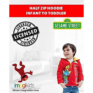 Sesame Street Baby Boys Half Zip Fleece Pullover Hoodie Red, 18-24 Months