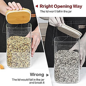 KTMAMA 1 Gallon Glass Jar with Bamboo Lid, Glass Food Storage Containers, 138 oz Cereal containers, Large Square Glass Jars with Bamboo Lids for Rice, Pasta, Oats, Grains, Cookies, Coffee Beans