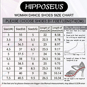 HIPPOSEUS Women's Ballroom Latin Dance Shoes Closed toe Suede sole 7B(M) US