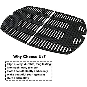 Uniflasy 7646 Cooking Grates for Weber Q300 Q320 Q3000 Q3200 Series Gas Grills Grill Parts Cast Iron Grill Grates Replacement for Weber Q300 2 Pack