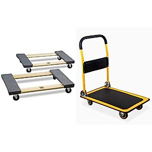 WEN 1320 lbs. Capacity Furniture Moving Dolly Two Pack and MaxWorks Foldable Platform Truck Push Dolly 330 lb. Weight Capacity