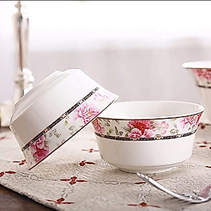 Dinner Set,28 Pieces Dinnerware Bone China Tableware Set Ceramics Flower Pattern Dinner Sets Plates Bowls Combination for Family Party