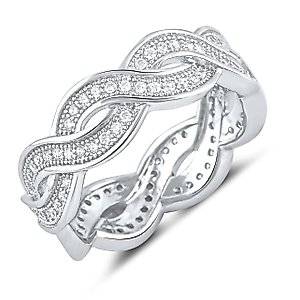 SILVERCLOSEOUT Sterling Silver Cz Infinity Eternity Ring - Size 7