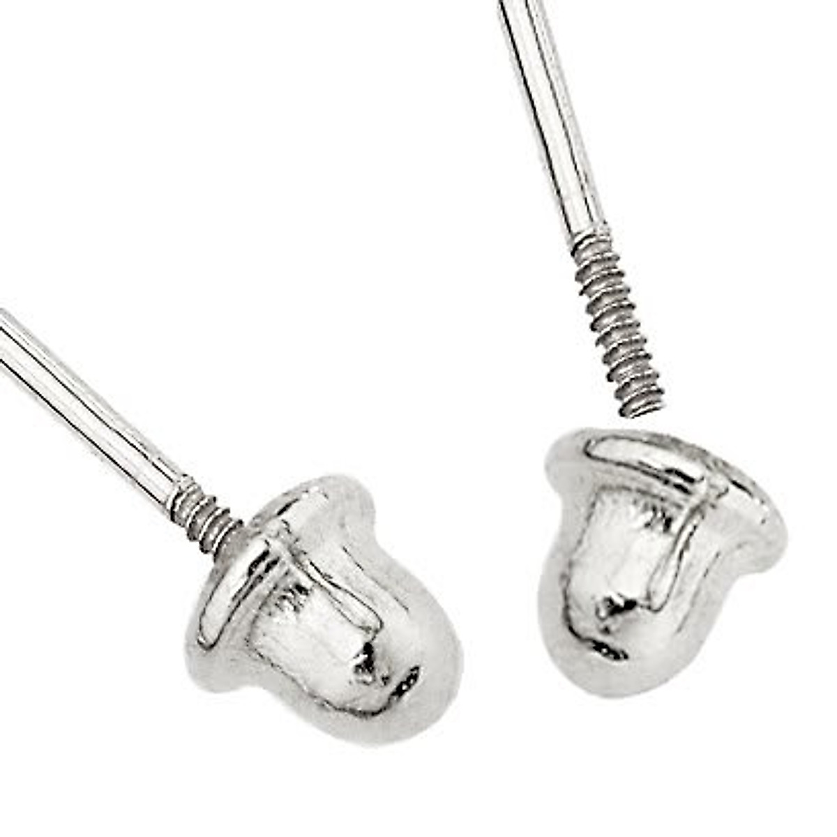 14k REAL White Gold 4mm Round Solitaire Basket Set Stud Earrings with Screw Back