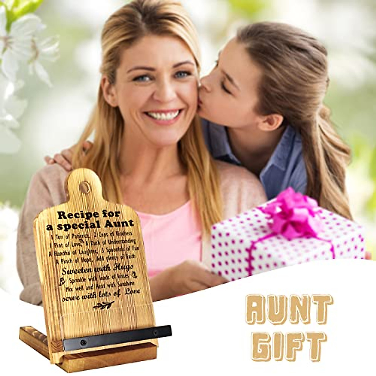 Aunt Gifts from Niece Nephew Aunt Gifts Cookbook Stand, Best Aunt Ever Gifts Aunts Birthday Gifts and Auntie Gifts to My Auntie Gifts Kitchen Recipe Book Stand C-010