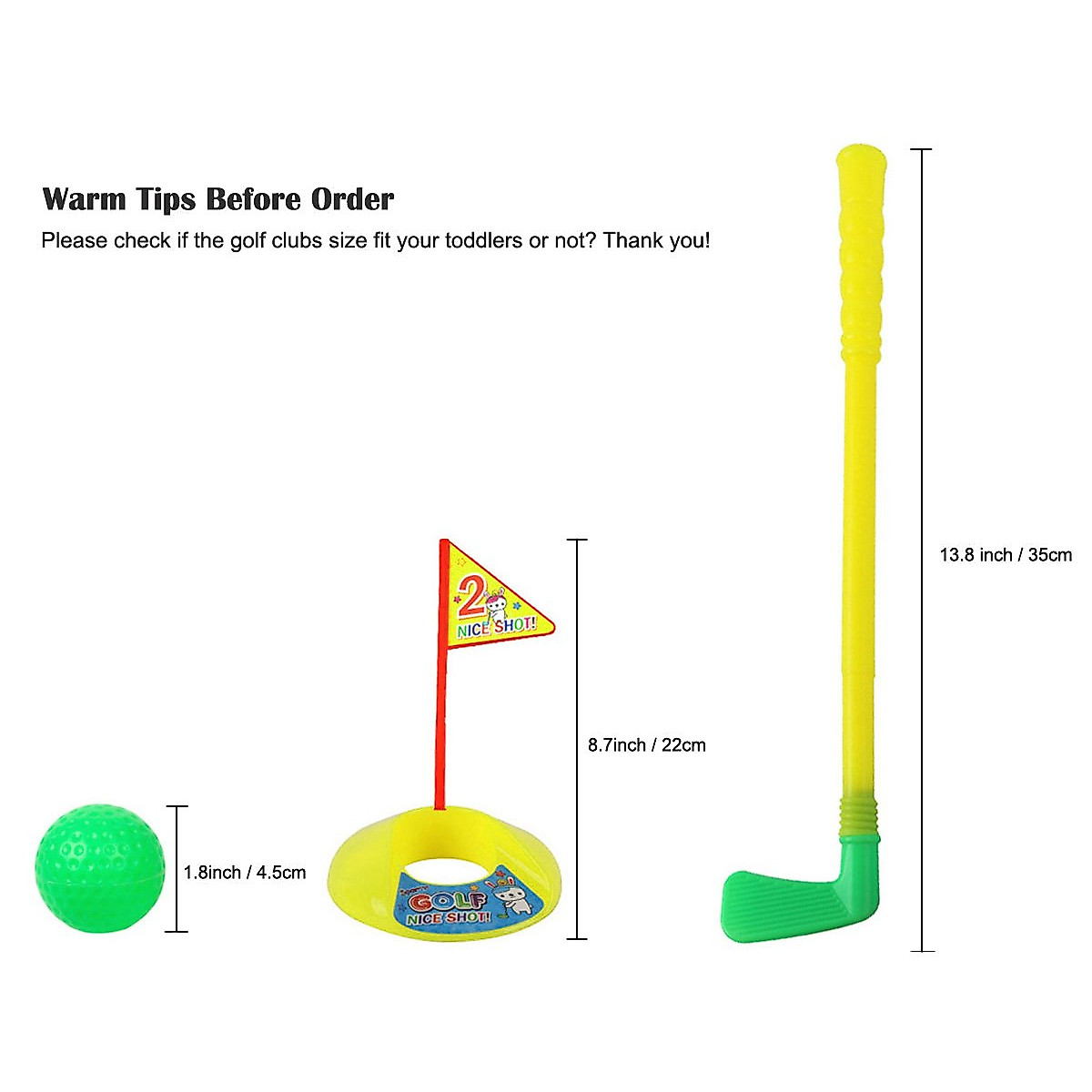 ORZIZRO Plastic Golf Clubs, Educational Golf Toys Sets for Toddlers Kids, Sturdy & Multi-Colored