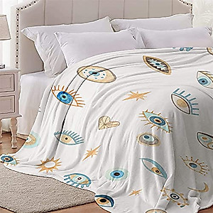 Todeyya Nazar Evil Eye Pattern Throw Blanket - ​Super Soft Flannel Fleece Blanket for Gifts, Plush Lightweight Fuzzy Cozy Blanket Microfiber for Couch Sofa Bed All Season XS 40"x30" for Pets