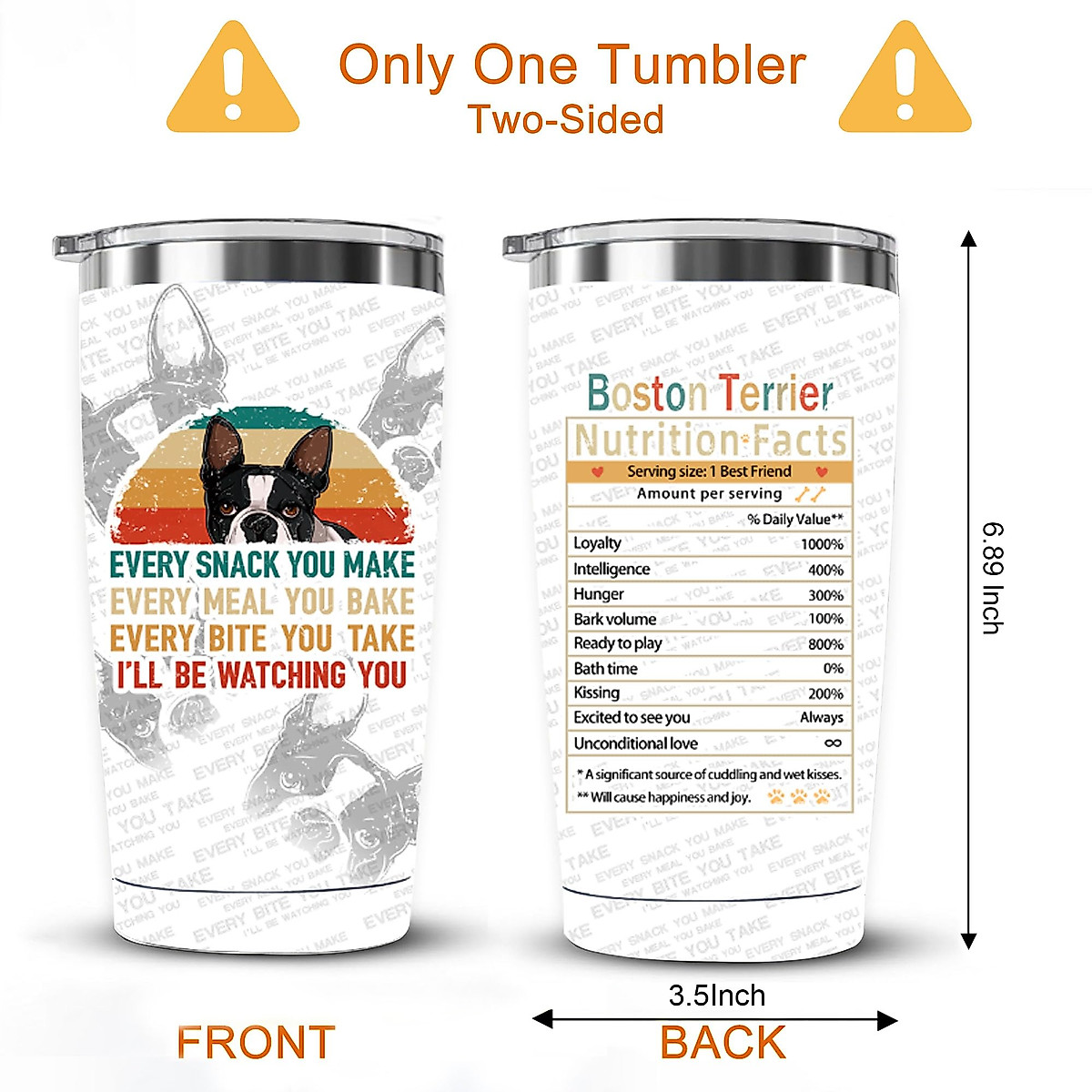 TkinTall Boston Terrier Gifts for Women Men, Boston Terrier Decor Mug 20 oz Stainless Steel Tumbler with Lid,Funny Bulldog Ideal Gifts Mug, Dog mom gifts for women, Vacuum Insulated Skinny Coffee Cup