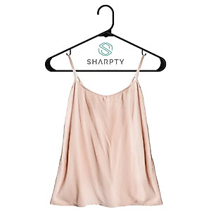 Sharpty Plastic Hangers Clothes Hangers for Clothing, Closet, Coats & Shirts - Durable, Thick, Tough & Space Saving - for Everyday Standard Use, Room Essentials & Basics - 20 Pack - Black