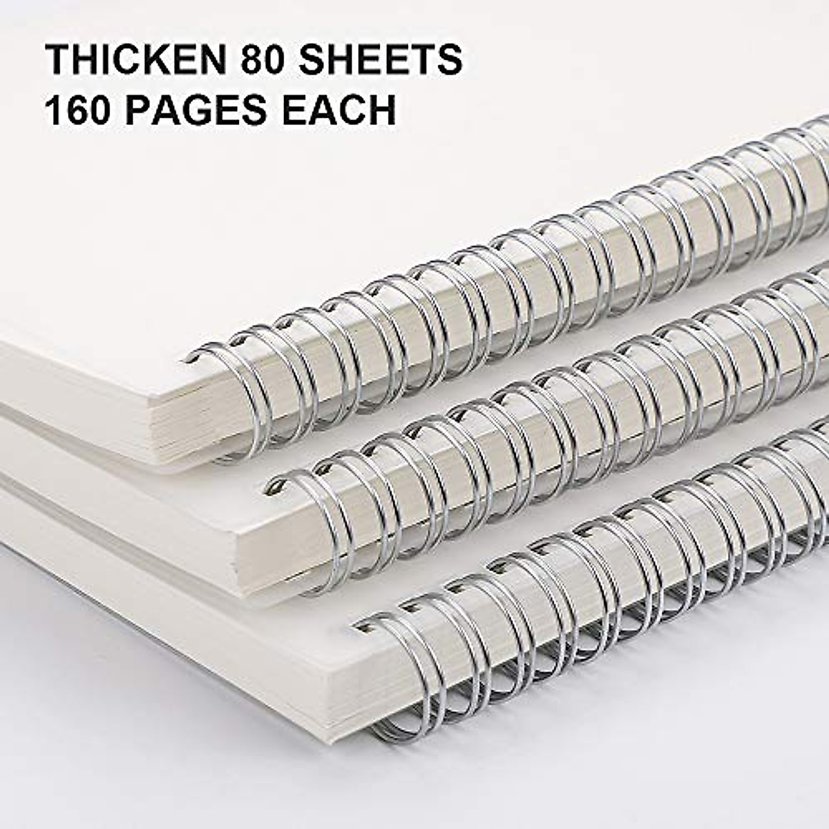 RETTACY Blank Notebook Spiral 3 Pack - A5 Unlined Notebook with Clear Hardcover,100GSM Thick Paper,480 Pages Total,5.7"x 8.3"