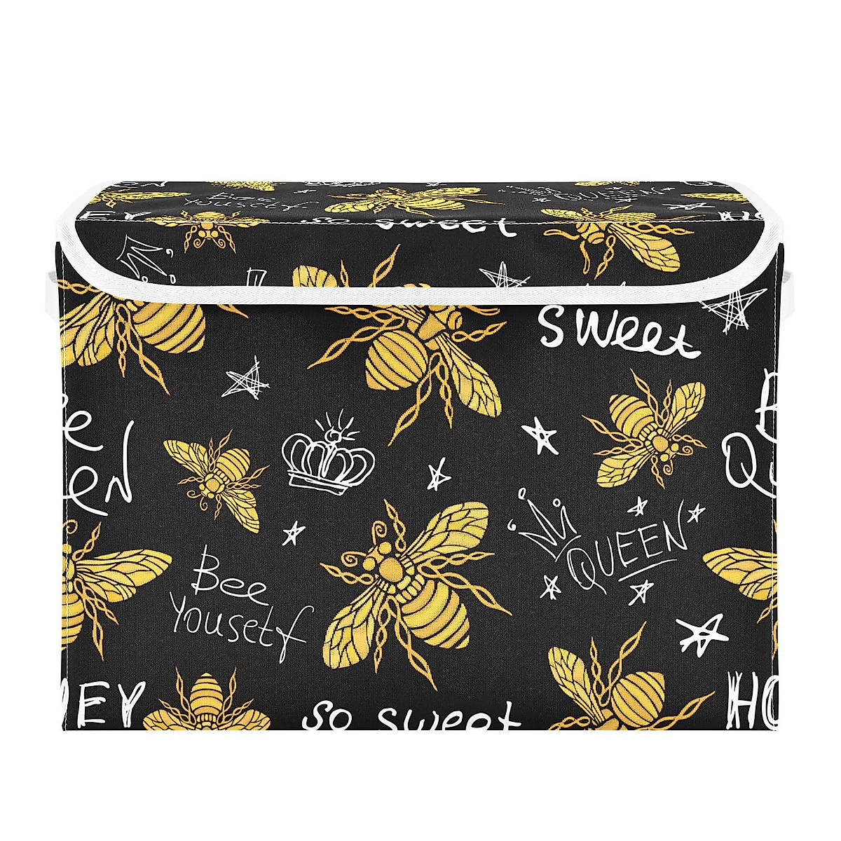 ALAZA Golden Bee Storage Bins with Lids,Fabric Storage Boxes Baskets Containers Organizers for Clothes and Books
