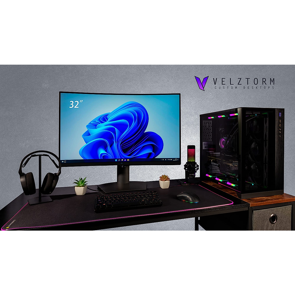 Velztorm Orix Gaming Desktop PC (Intel i9-12900K 16-Core, GeForce RTX 4090 24GB, 32GB DDR5 4800MHz RAM, 512GB PCIe SSD + 2TB HDD (3.5), WiFi, USB 3.2, HDMI, Display Port, Win 11 Home)