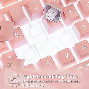 Gaming Keyboard and Mouse Pink Keyboard with White Backlit,CHONCHOW USB Wired 87key Gaming Keyboard Mini and Mouse 3600DPI,19 Keys No-Conflict, Illuminated Keys Compatible with PC/Ps4，Ps5/Xbox/Mac