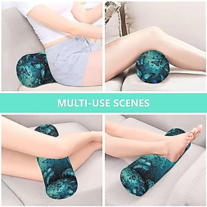 xigua Cute Butterfly Neck Roll Pillow for Neck Relief with Removable Washable Cover - Memory Foam Round Cylinder Bolster, Ergonomically Designed for Head, Neck, Back, and Legs