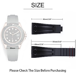 Wentokye Rubber Watchband For Rolex SUBMARINER GHOST DATEJUST OYSTERPERTUAL DAYTONA YACHTMASTER Deployment Buckle 20mm Rolex Rubber Strap Replacement (Golden Buckle)