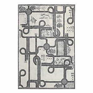 Superior Kids Indoor Area Rug, Country Road Floor Decor for Kids Bedroom Decorations, Colorful Throw, Play Room Accessories, Nursery Bedrooms, Cute, Soft Rugs, 8' x 10', Ivory