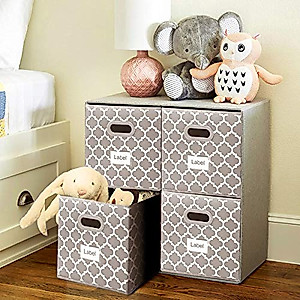 homyfort 11 Inch Cube Storage Organizer Bins-Foldable Fabric Storage Cubes Bin Container Box with 2 Plastic Handles for Boys,Girls,Nusery,Clothes,Pantry Closet,Shelf,Kids Room Set of 6 (Light Coffee)