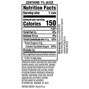 Pepsi Cola Soda Pop, Mango, 12oz Cans (12 Pack)