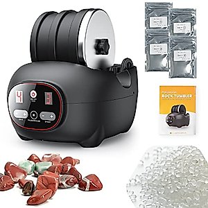 Professional Rock Tumbler for Adults and Kids, 3LB Large Capacity Rock Polisher, ,Ultra Durable Belt, Exclusive Reusable TPE Plastic Polish, 4 Polishing Grits，Christmas Hobby Projects gift for kids
