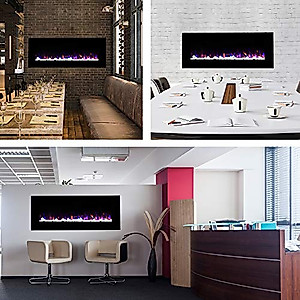 Northwest Electric Fireplace Wall Mounted Color Changing LED Fire and Ice Flames, NO Heat, Multiple Decorative Options and Remote Control, 54", Black