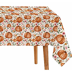 3 Pack Pumpkin Tablecloths Baby Shower Table Cover, Fall Thanksgiving Autumn Harvest Pumkpin Baby Shower Decorations, 108" x 54" Floral Little Pumpkin Birthday Party Supplies for Boys Girls