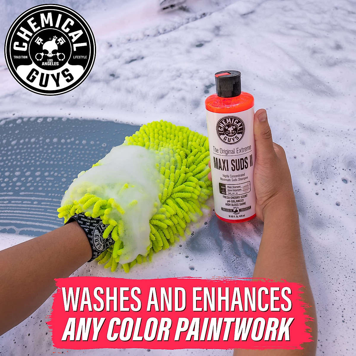 Chemical Guys CWS_101 Maxi-Suds II Foaming Car Wash Soap (Works with Foam Cannons, Foam Guns or Bucket Washes) Safe for Cars, Trucks, Motorcycles, RVs & More, 128 fl oz (1 Gallon), Cherry Scent