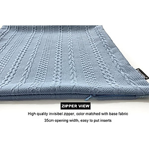 Booque Valley Pack of 2 Decorative Throw Pillow Covers, Ultra Soft Modern Braid Patterned Square Blue Cushion Covers Stretchy Pillow Cases for Sofa Couch Bedroom(18 x 18 inch, Grey Blue)