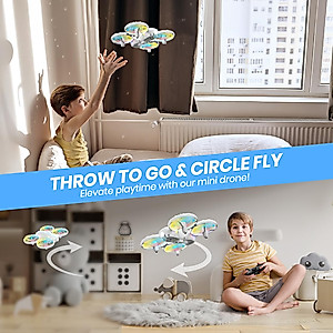DEERC Mini Drone for Kids, D33 LED Remote Control Drone with 2 Batteries, Kids Drone with Auto Hovering, Headless Mode, 3D Flips and Throw to Go, Great Gift Toys for Boys Indoor Drone