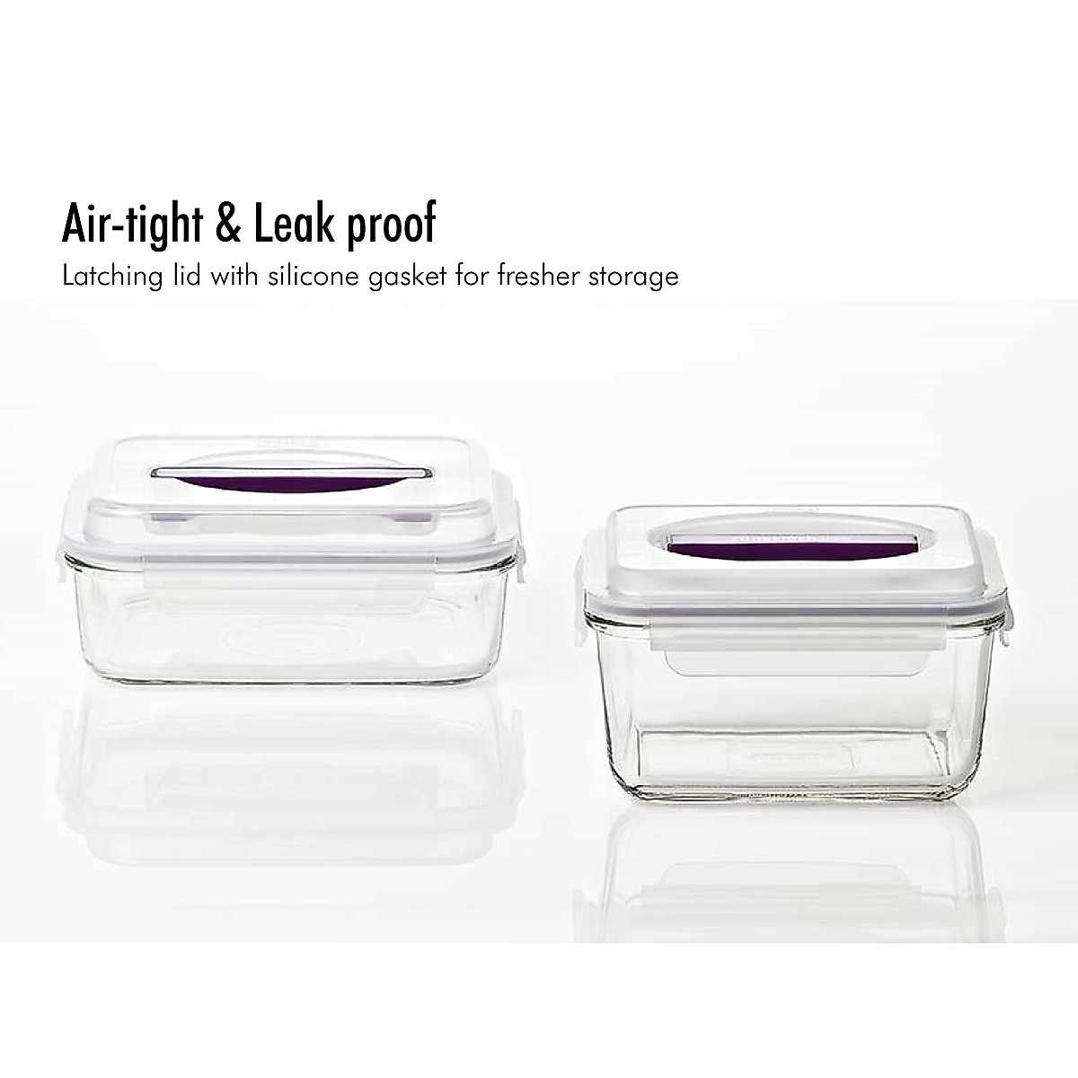 GLASSLOCK 125 Oz Glass Food Storage set of 2 – Large Capacity, Airtight & Leak-Proof, BPA Free Lid with Carry Handle, Microwave, Dishwasher, Fridge & Freezer Safe, Marinating, Sauce, Fruit Storage