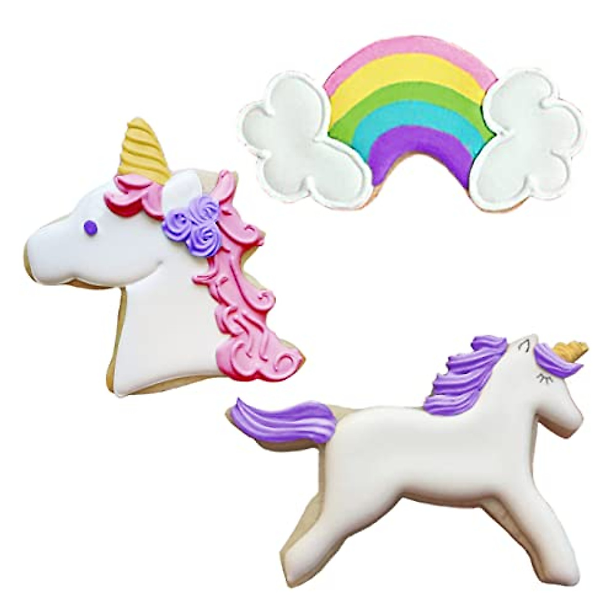 Unicorn Cookie Cutters 3-Pc. Set Made in USA by Ann Clark, Unicorn Head, Unicorn, Rainbow