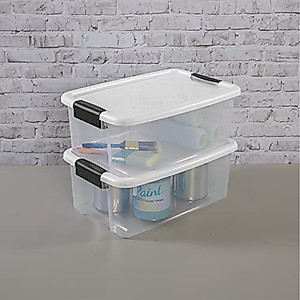Sterilite 18 Quart Clear Plastic Stackable Storage Container Bin Box Tote with White Latching Lid Organizing Solution for Home & Classroom, 30 Pack