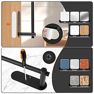 YUBEYI Paper Towel Holder, 2024 New Upgraded Under Cabinet Paper Towel Holder, Self Adhesive Wall Mount Towel Holder for Kitchen, Bathroom, RV, Sink, Glass, Toilet Paper Holder 13 inch, Matte Black