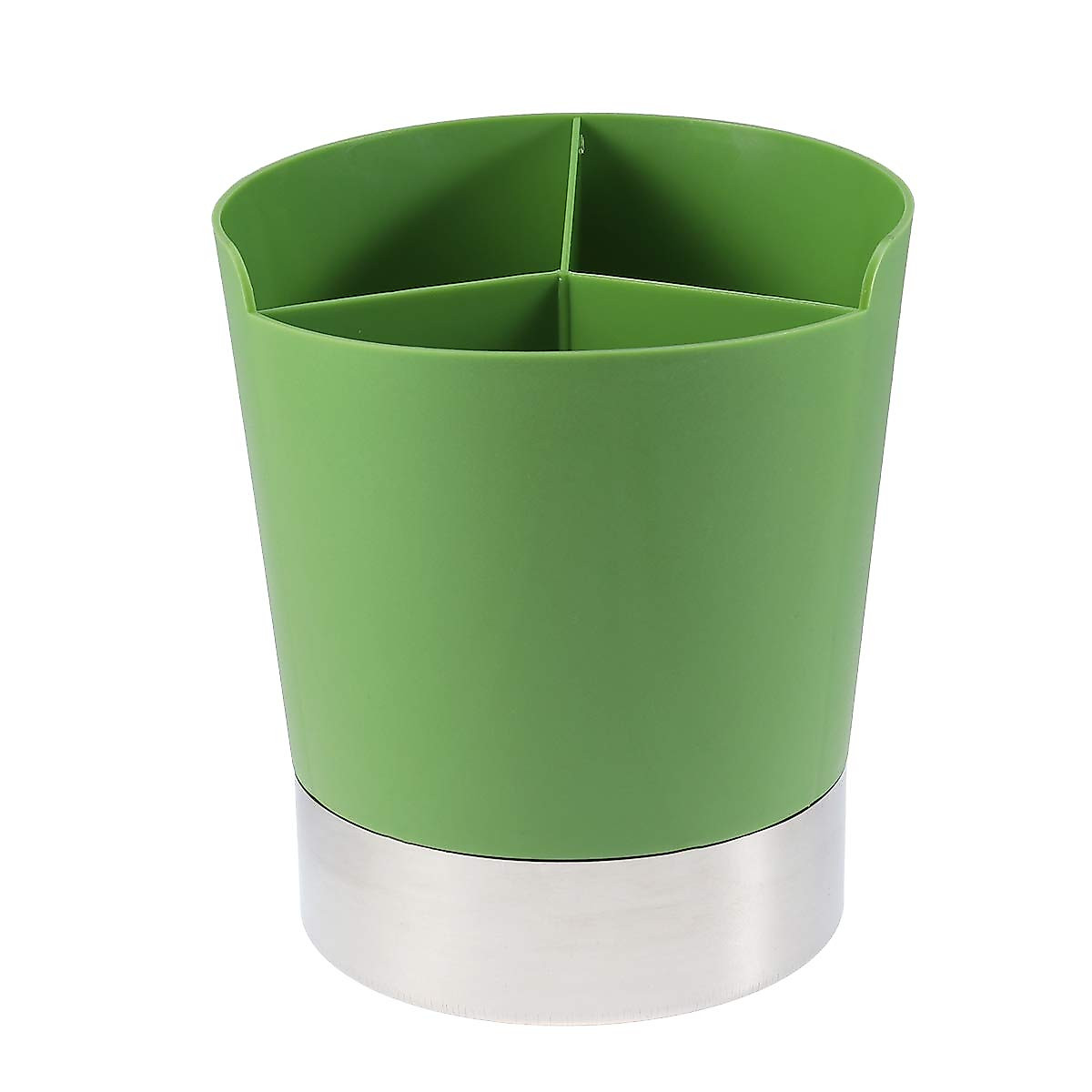 Hemoton Kitchen Utensil Organizer and Drainer,Utensil Holder Caddy Flatware Caddy Cutlery Holder Cutlery Drainer with 3-Compartment(Green)