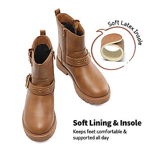 DREAM PAIRS Girls Ankle Booties Waterproof Side Zipper Boots Sdbo2305k Camel Size 2 Little Kid