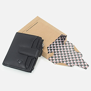 ALPHAHIDE Genuine Leather Compact Bifold Wallet for Women - RFID Blocking Ladies Wallet - Removable ID/Credit Card Case - Credit Card holder with Zipper Coin Pocket - Gift Boxed