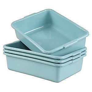 Yesdate Commercial Bus Box, 4-Pack Plastic Bus Tubs, 13 L Capacity, Green