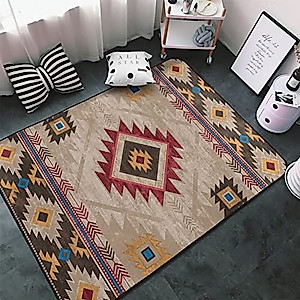 ZHUBAJIE Natural Rustic Vintage Indian Tribal Southwestern Area Rugs Home Decor Pad for Living Room Bedroom Bathroom Floor Mat Non-Slip Carpets2x3 ft