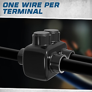 OHLECTRIC Dual Side Entry - 2 Port - 250-6 AWG - Black Insulated Connector - 5/16 Allen Hex - Pre-Filled with Oxide Inhibitor - Rubber/Vinyl Coating, 6061-T6 Aluminum CU9AL