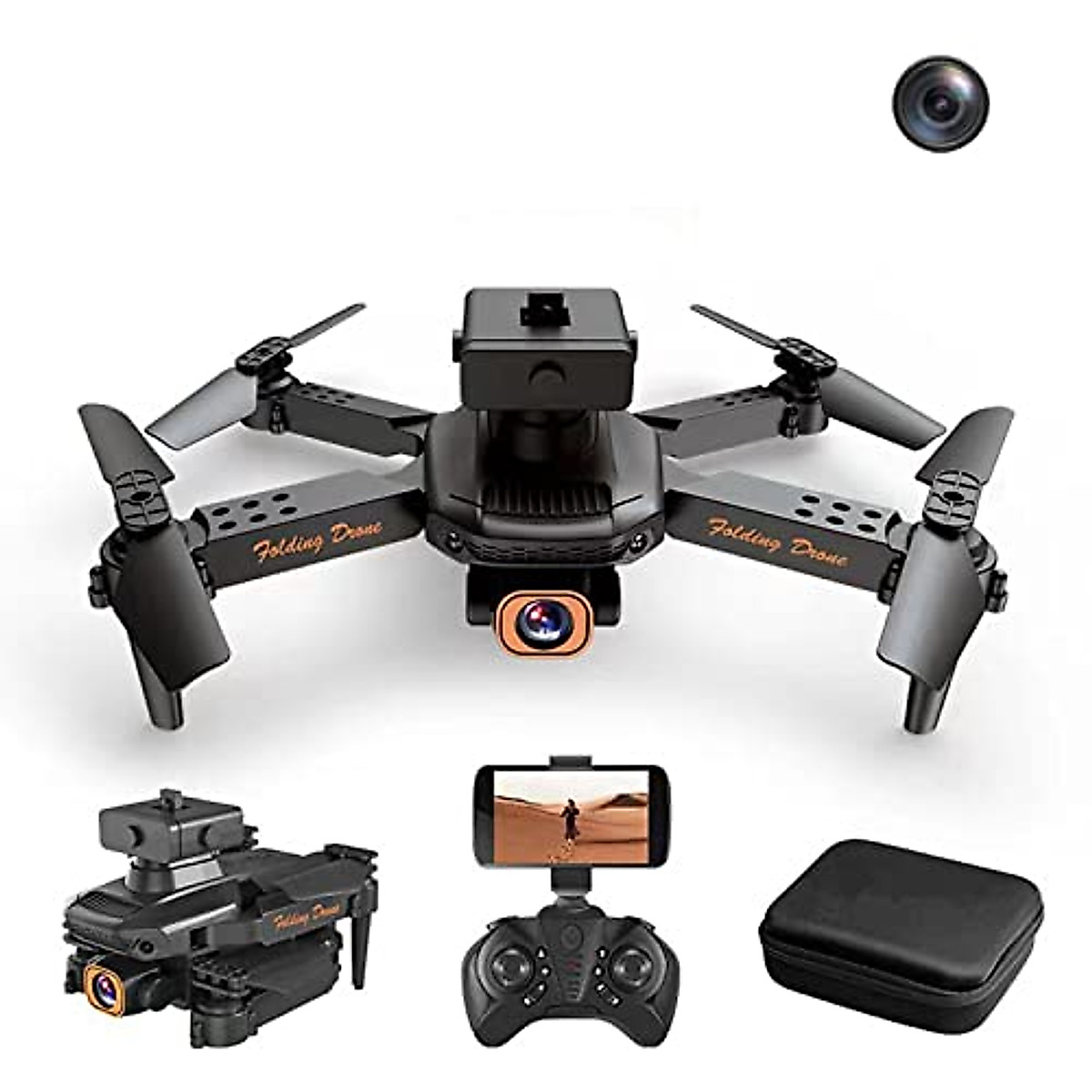 Mini Drone with 1080P Dual HD Camera - Drone with Camera for Adults, Foldable Remote Control Toys Gifts Small Drones for Kids, One Key Start, Altitude Hold, Headless Mode (Single Camera)