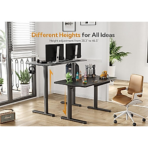 Claiks Standing Desk with Drawers, Stand Up Electric Standing Desk Adjustable Height, Sit Stand Desk Computer Workstation, 48 Inch, Black