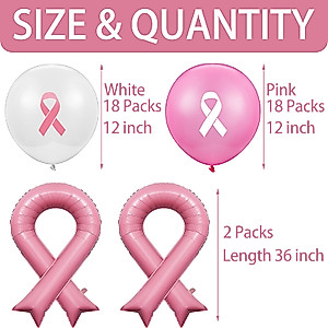 40 Pieces Breast Cancer Pink Ribbon Balloons Breast Cancer Awareness Balloons Pink Breast Cancer Balloon Pink Ribbon Balloon Pink Ribbon Latex Balloon for Breast Cancer Awareness Fundraisers