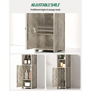Hzuaneri Bathroom Storage Cabinet, Corner Floor Cabinet with Doors and Adjustable Shelf, Narrow Toilet Paper Cabinet, Bathroom Organizer for Small Spaces, Greige BC19705X