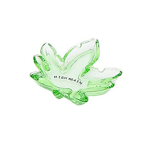 Glass Home Ashtray Marijuana Leaf Shape Ashtrays for Weed 420 Cannabis Cigarette Ash tray for Men, Secret Santa Gag Gift (Green)