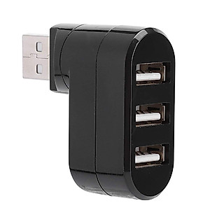 3-port USB HUB2.0 1-to-3 Computer USB Splitter 3-Port Travel USB Wall Charger USB Adapter Charging Station Box Rotatable for Printers, Card Readers, Thumb Drives(Black)
