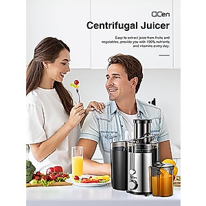 Juicer Machine, 800W Centrifugal Juicer Extractor with Wide Mouth 3” Feed Chute for Fruit Vegetable, Easy to Clean, Stainless Steel, BPA-free (Black)