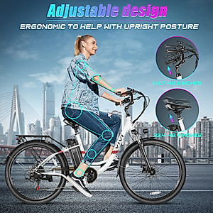 Vivi Electric Bike, 26'' Electric Bike for Adults, 750W Peak Ebike with 48V Removable Battery, Electric Commuter Cruiser Bike 22MPH & 50 Miles City Electric Bicycle with Cruise Control, LCD Display