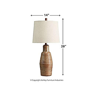Signature Design by Ashley Calixto Casual 30" Single Ceramic Table Lamp with Ribbed Texture, Brown